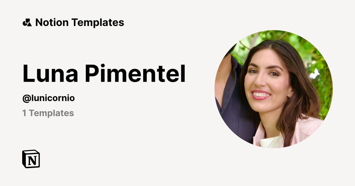 Luna Pimentel | Template Creator | Notion Marketplace