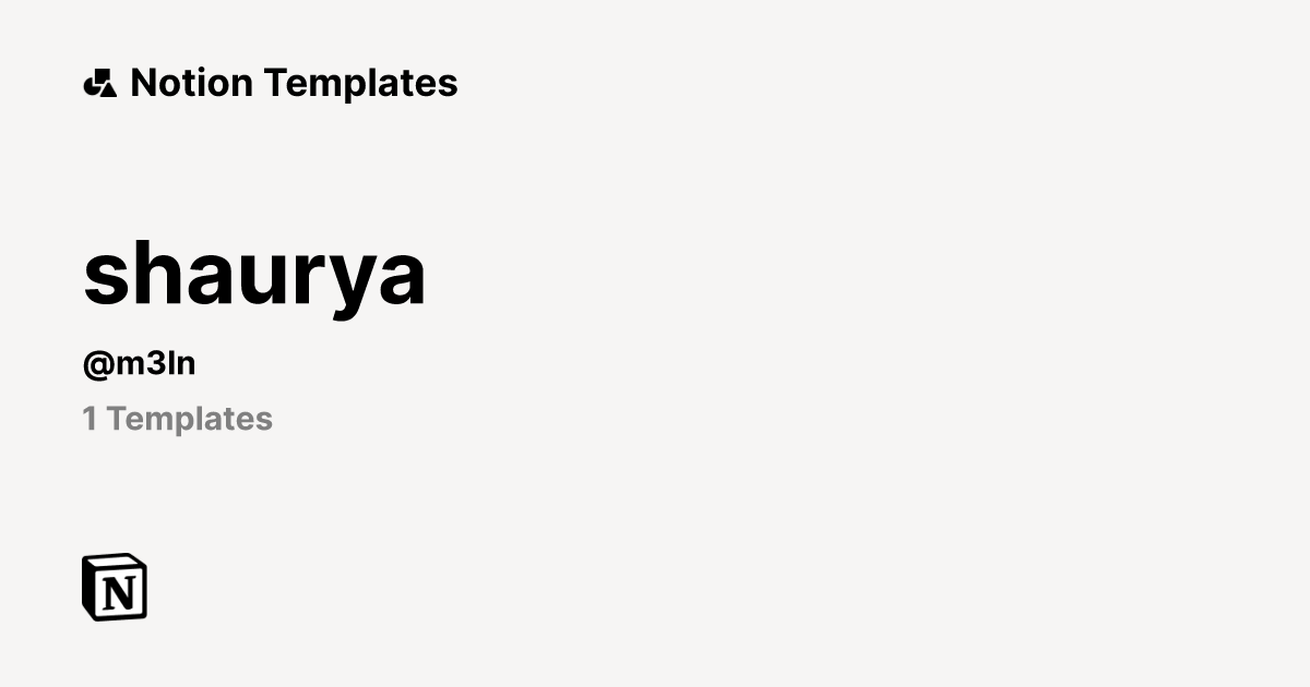 shaurya | Template Creator | Notion Marketplace