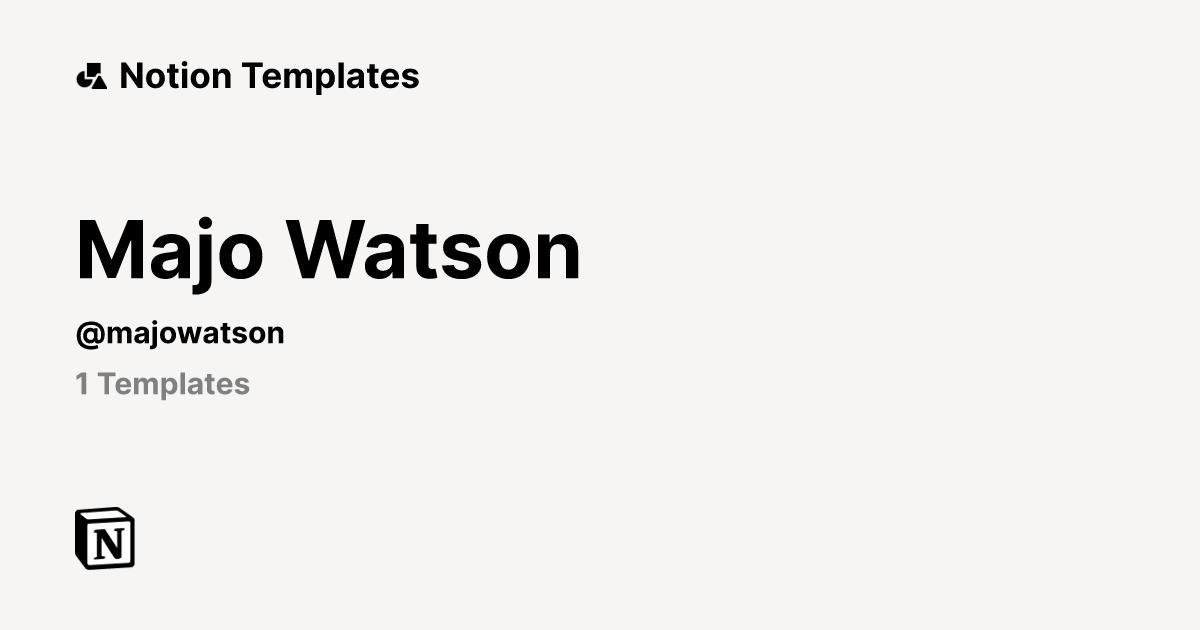 Majo Watson | Template Creator | Notion Marketplace