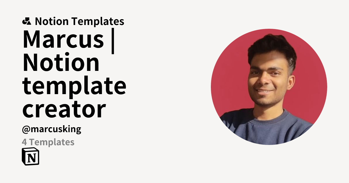 Marcus | Notion template creator | Template Creator | Notion Marketplace