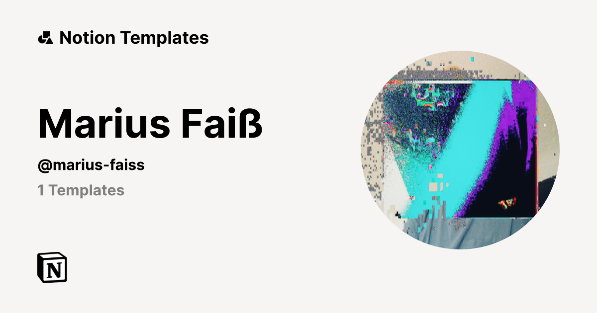 Marius Faiß | Template Creator | Notion Marketplace
