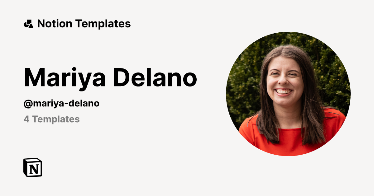 Mariya Delano | Template Creator | Notion Marketplace