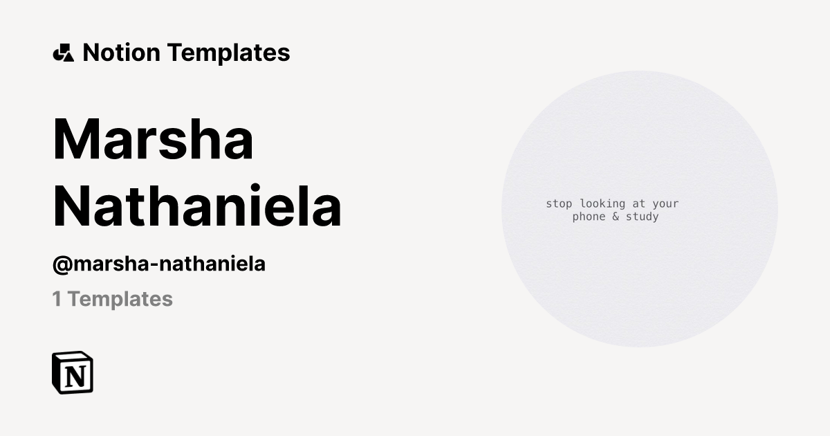 Marsha Nathaniela | Template Creator | Notion Marketplace