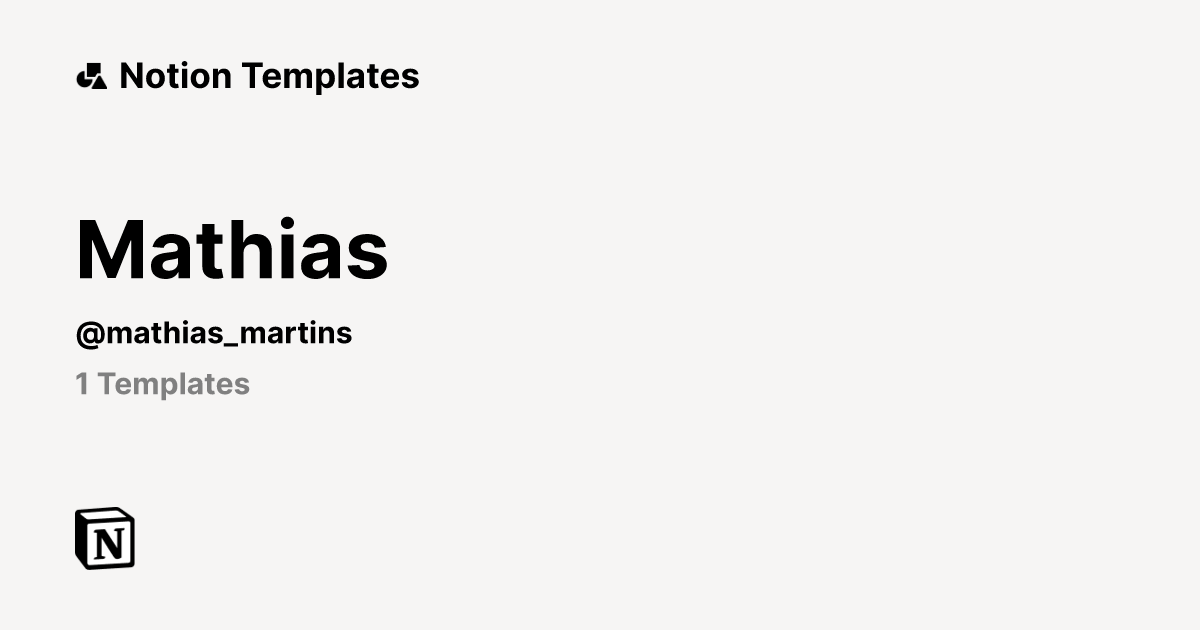Mathias | Template Creator | Notion Marketplace