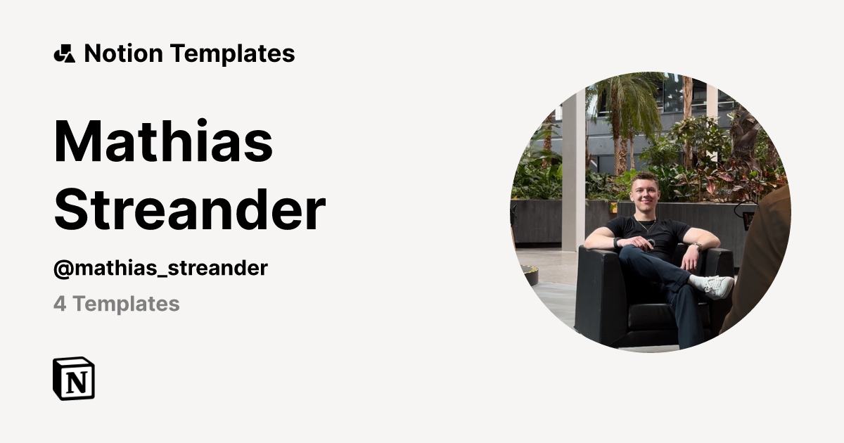 Mathias Streander | Template Creator | Notion Marketplace