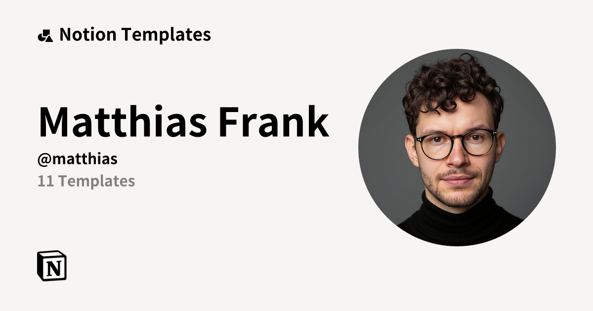 Matthias Frank | Template Creator | Notion Marketplace