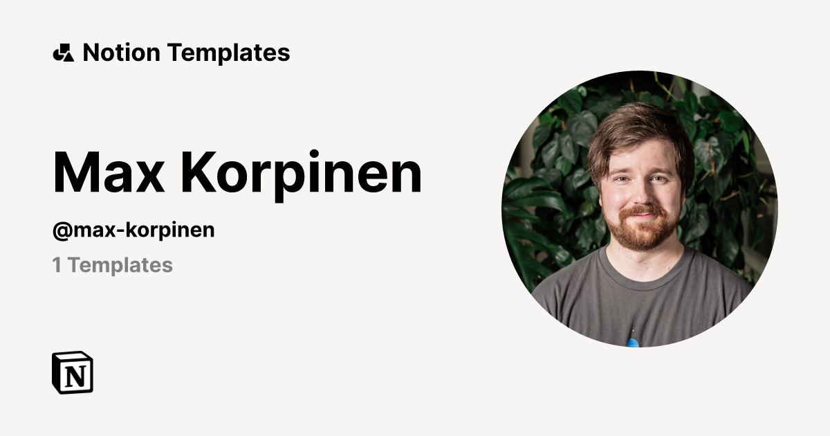 Max Korpinen | Template Creator | Notion Marketplace