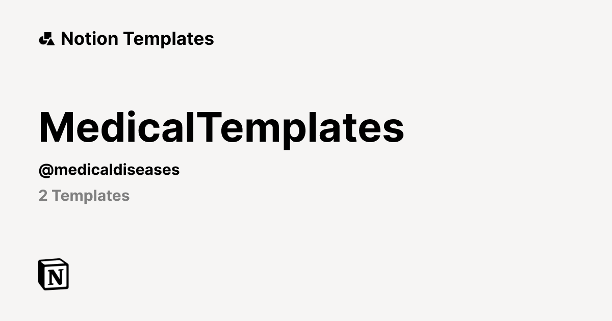 MedicalTemplates | Template Creator | Notion Marketplace