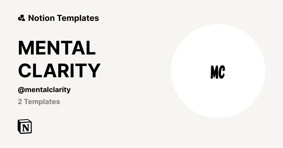 MENTAL CLARITY | Template Creator | Notion Marketplace