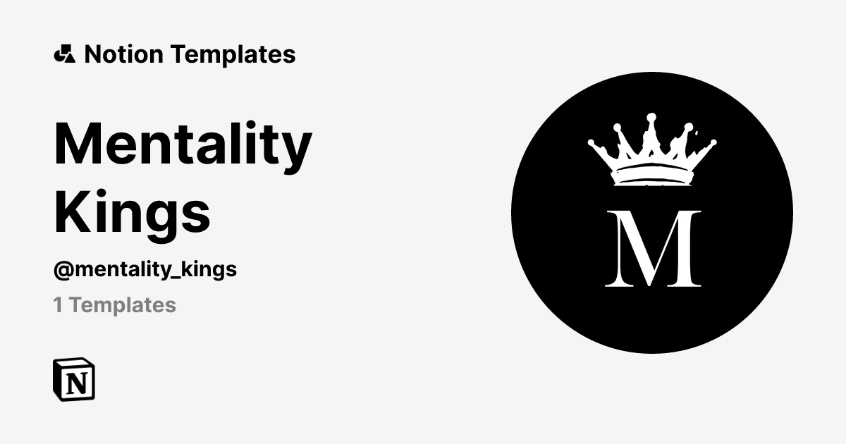 Mentality Kings | Template Creator | Notion Marketplace