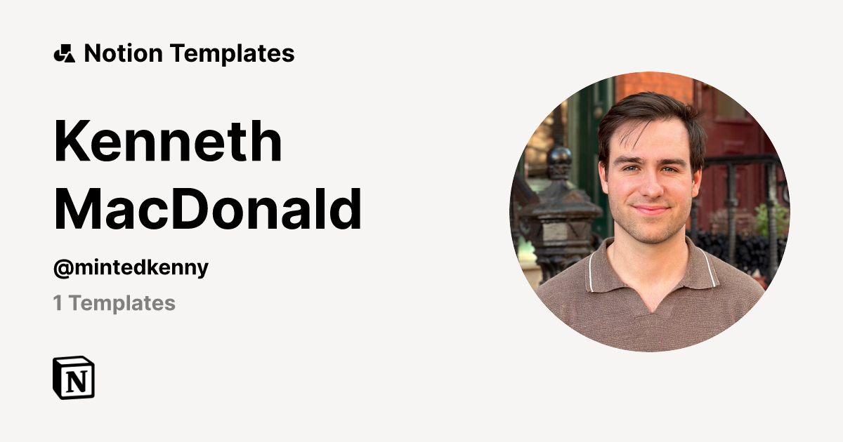 Kenneth MacDonald | Template Creator | Notion Marketplace