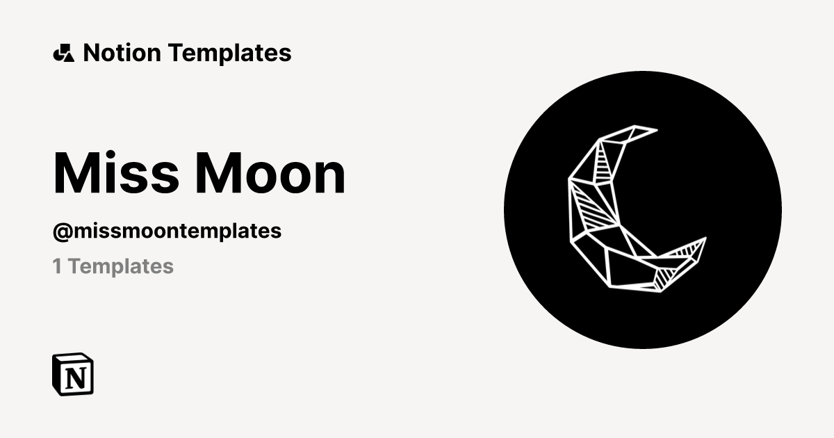 Miss Moon | Template Creator | Notion Marketplace