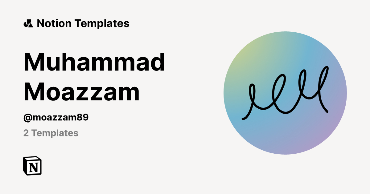 Muhammad Moazzam | Template Creator | Notion Marketplace