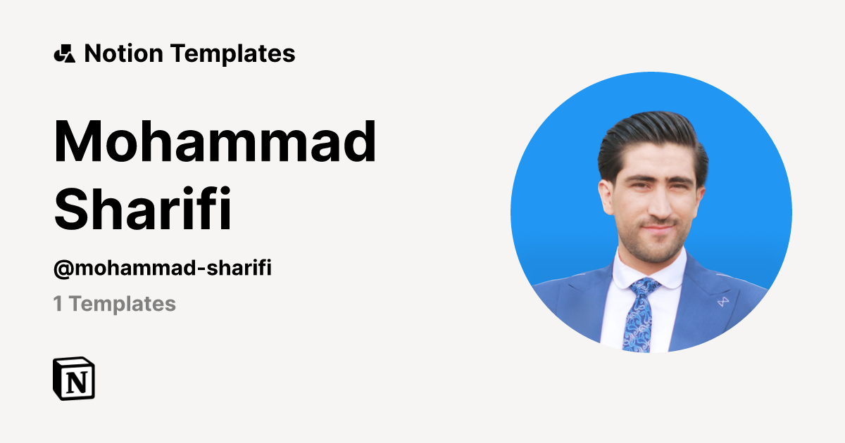 Mohammad Sharifi | Template Creator | Notion Marketplace