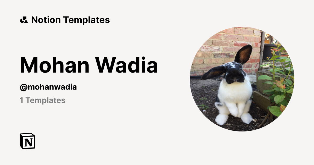 Mohan Wadia | Template Creator | Notion Marketplace