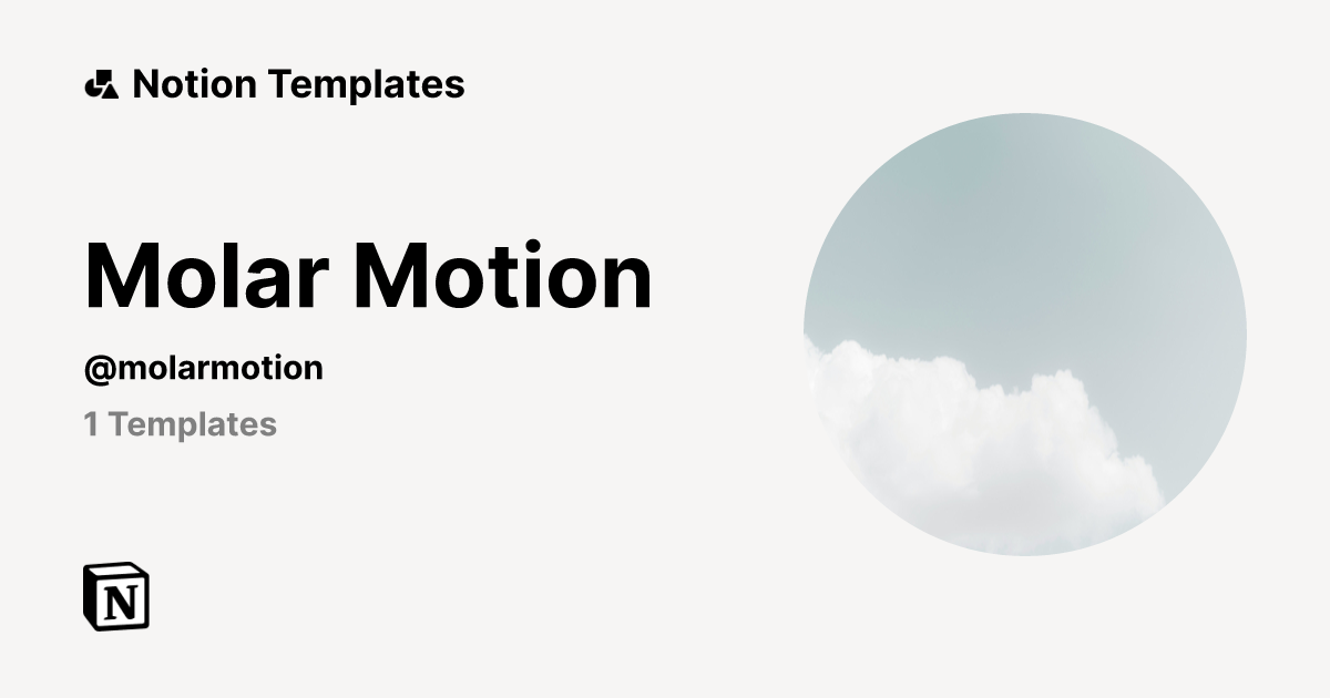 Molar Motion | Template Creator | Notion Marketplace