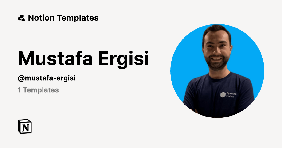 Mustafa Ergisi | Template Creator | Notion Marketplace