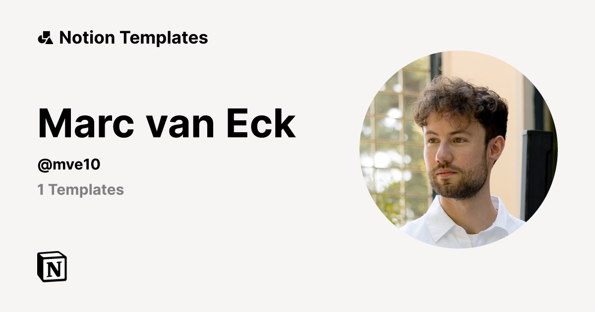 Marc van Eck | Template Creator | Notion Marketplace