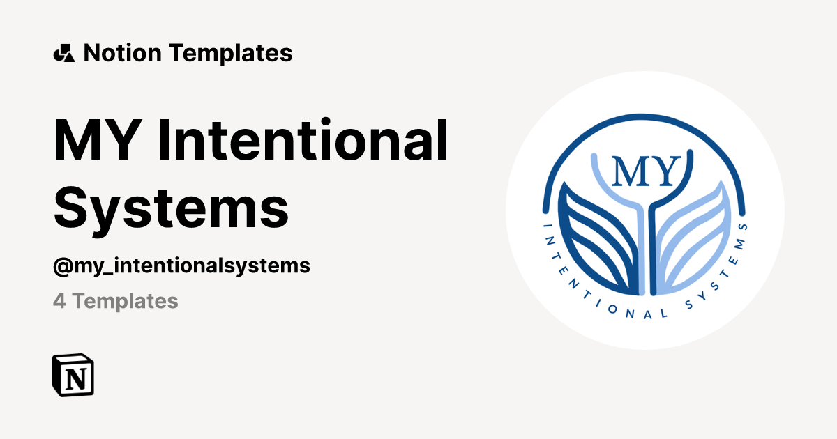 MY Intentional Systems | Template Creator | Notion Marketplace