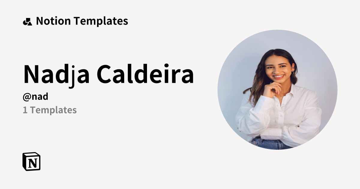Nadja Caldeira | Template Creator | Notion Marketplace