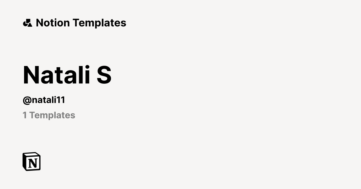 Natali S | Template Creator | Notion Marketplace