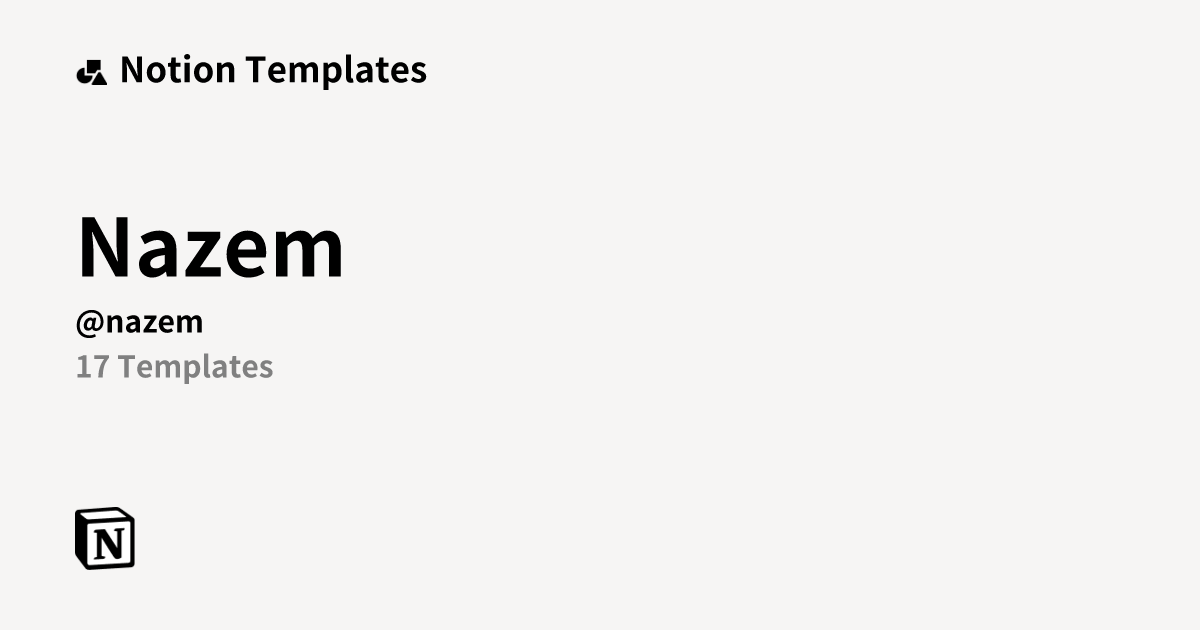 Nazem | Template Creator | Notion Marketplace