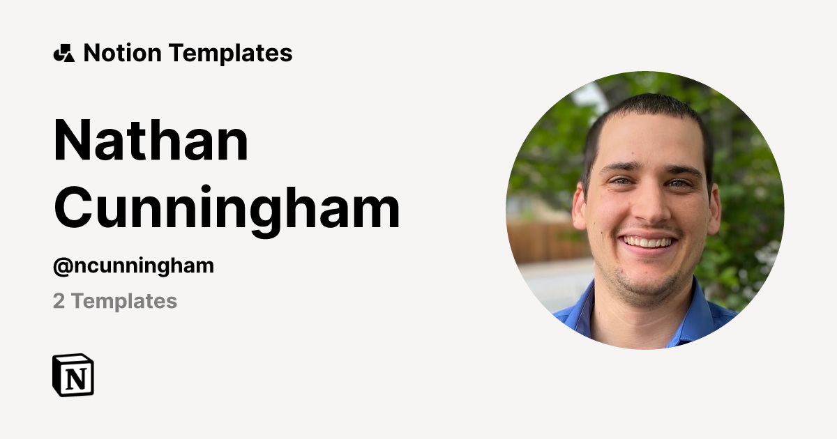 Nathan Cunningham | Template Creator | Notion Marketplace