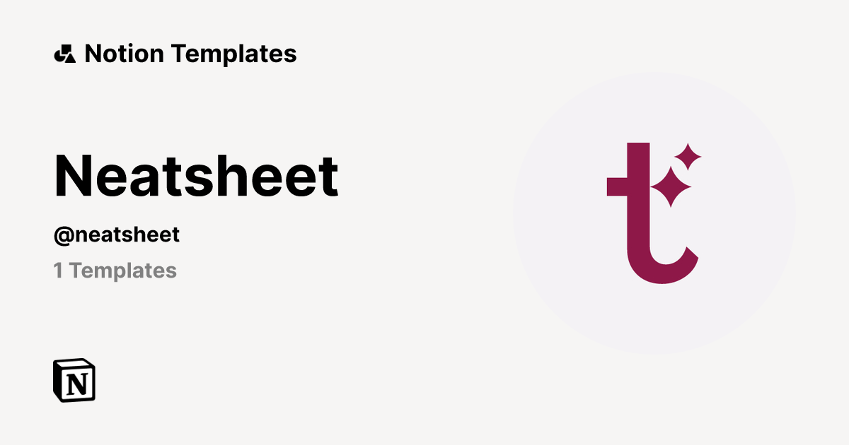 Neatsheet | Template Creator | Notion Marketplace
