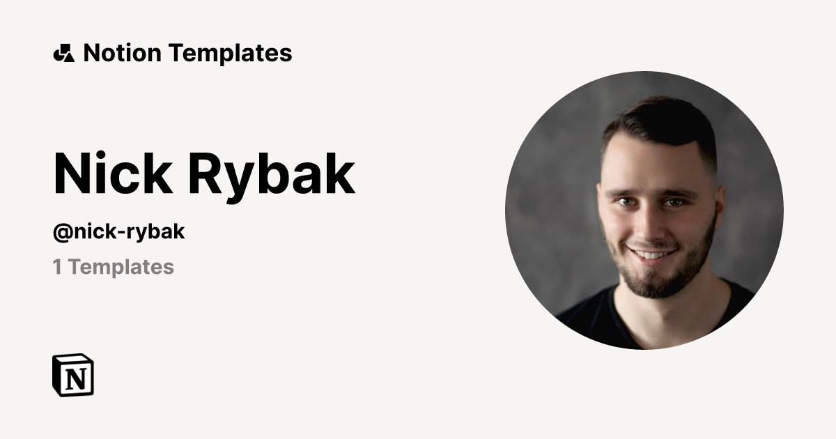 Nick Rybak | Template Creator | Notion Marketplace