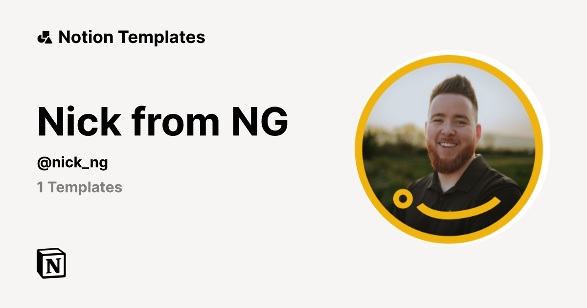 Nick from NG | Template Creator | Notion Marketplace