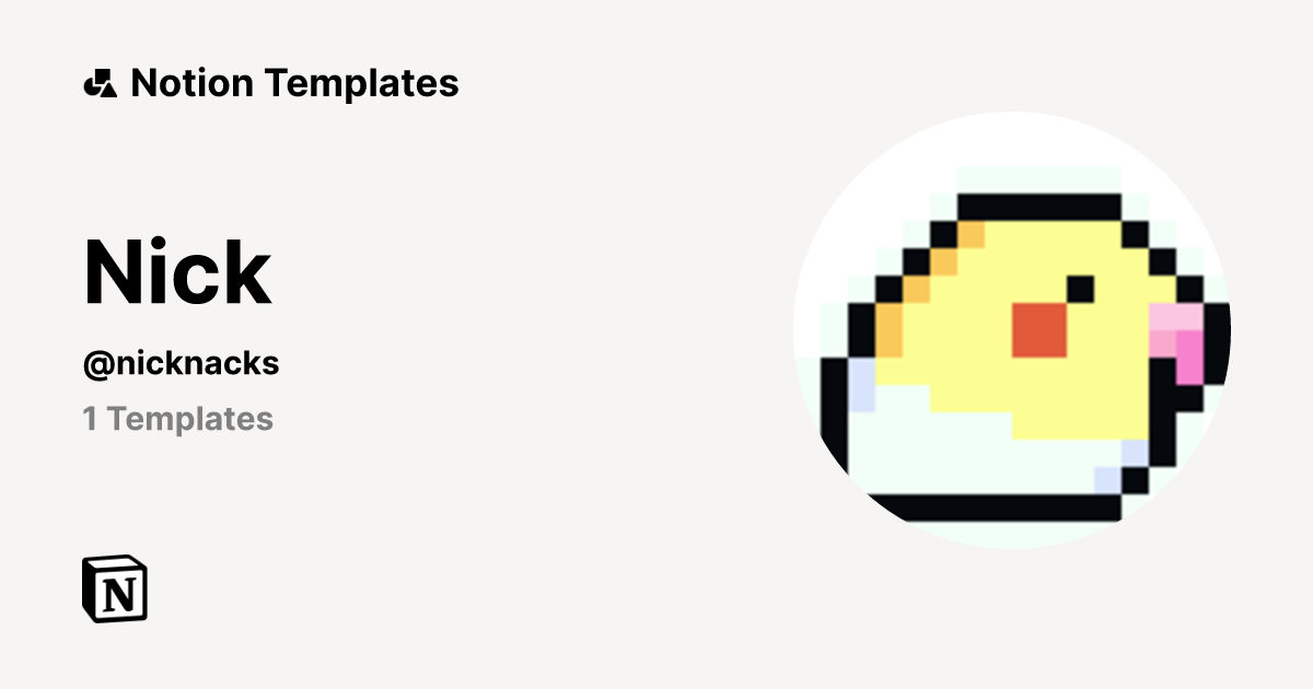 Nick | Template Creator | Notion Marketplace