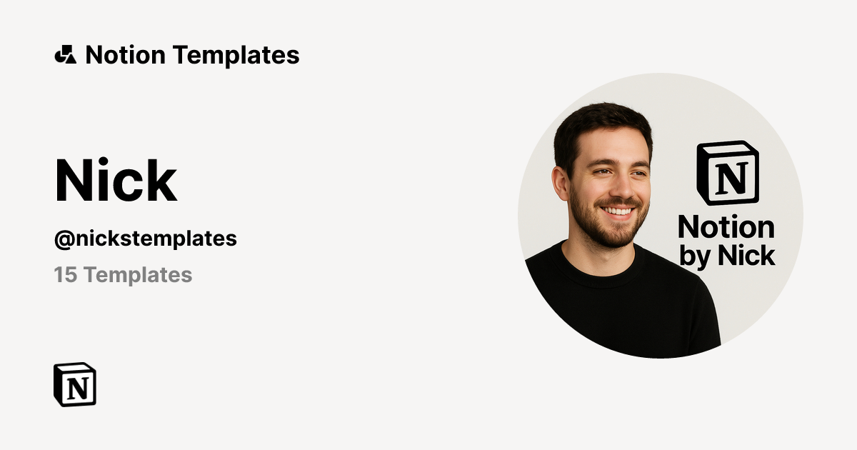 Nick | Template Creator | Notion Marketplace