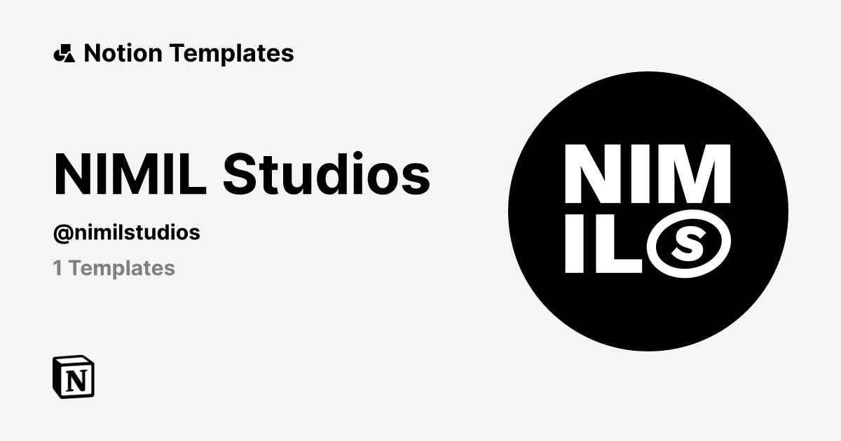 NIMIL Studios | Template Creator | Notion Marketplace