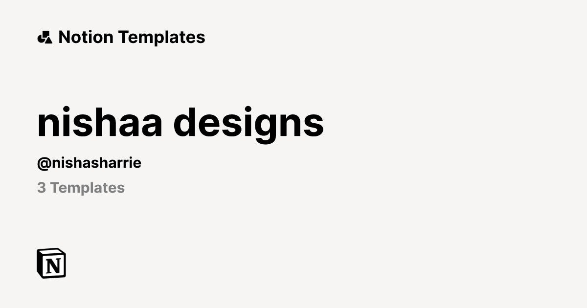 nishaa designs | Template Creator | Notion Marketplace
