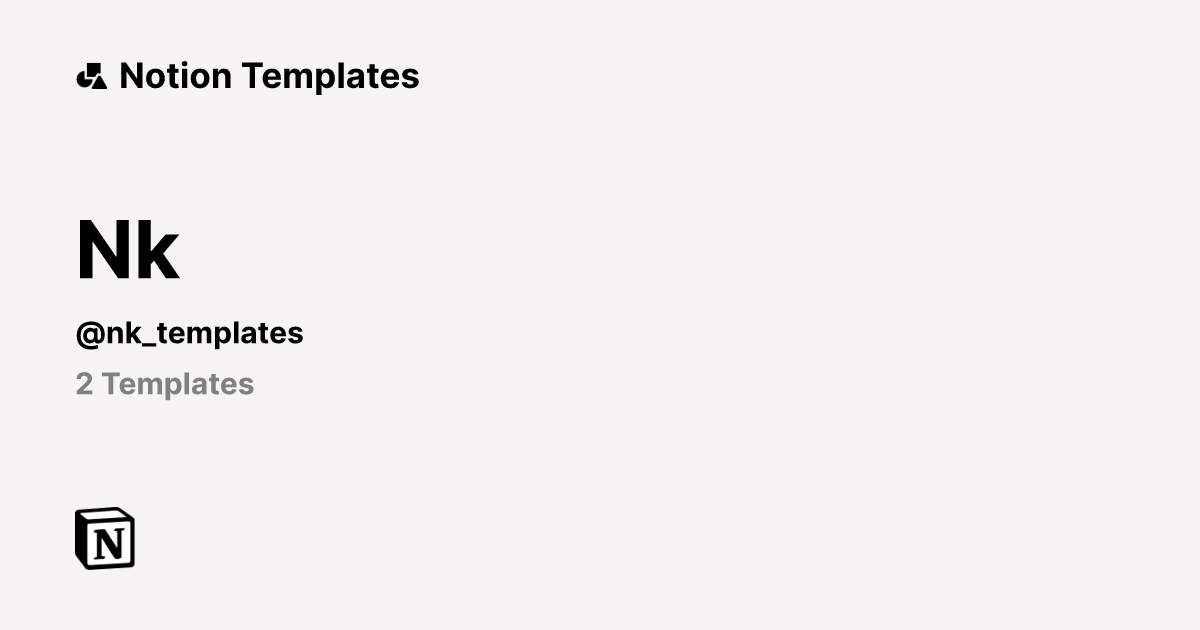 NK | Template Creator | Notion Marketplace