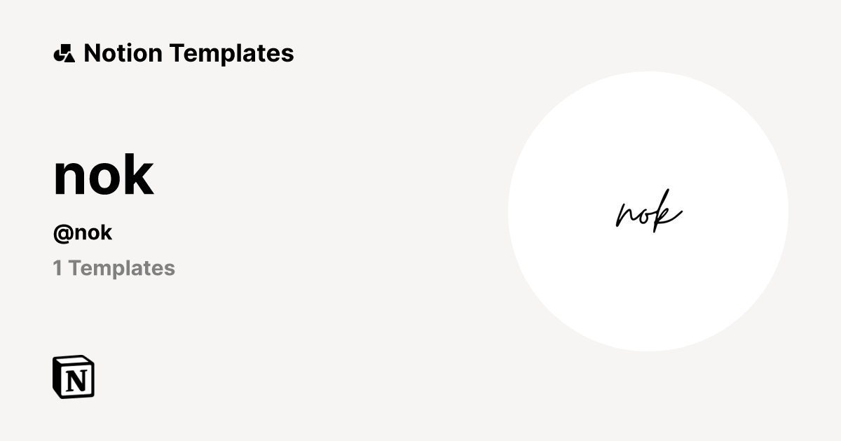 nok | Template Creator | Notion Marketplace