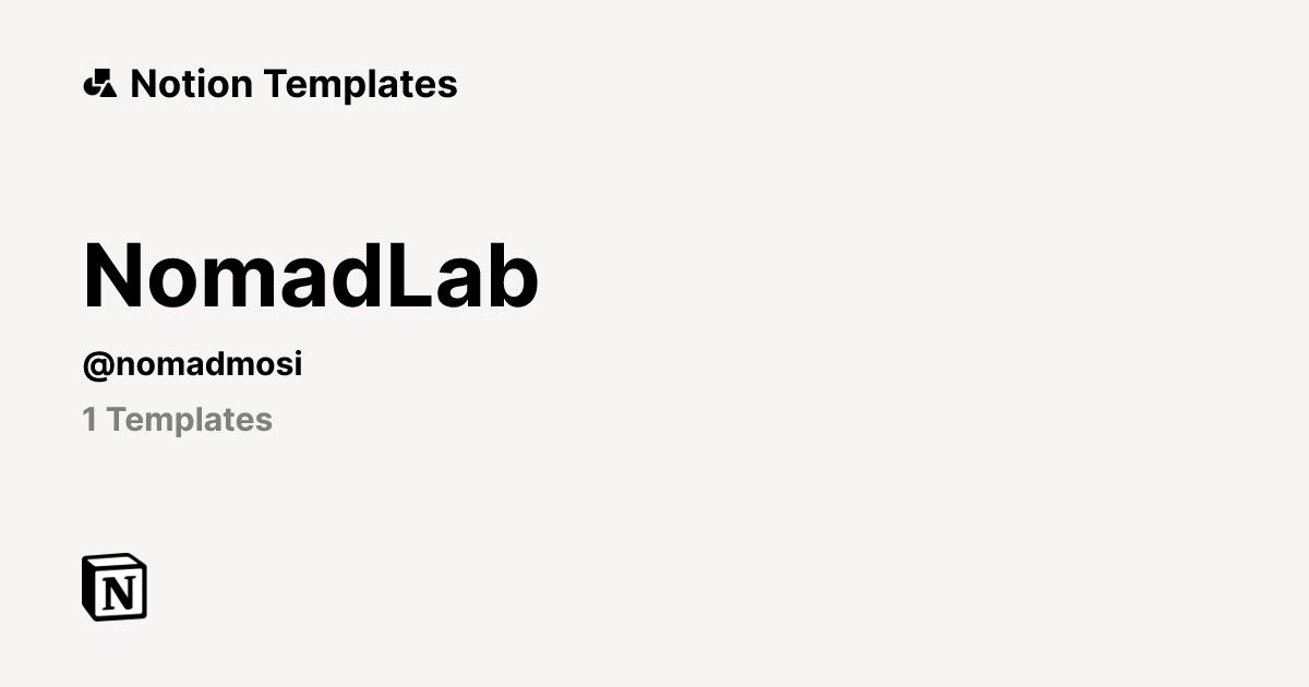 NomadLab | Template Creator | Notion Marketplace