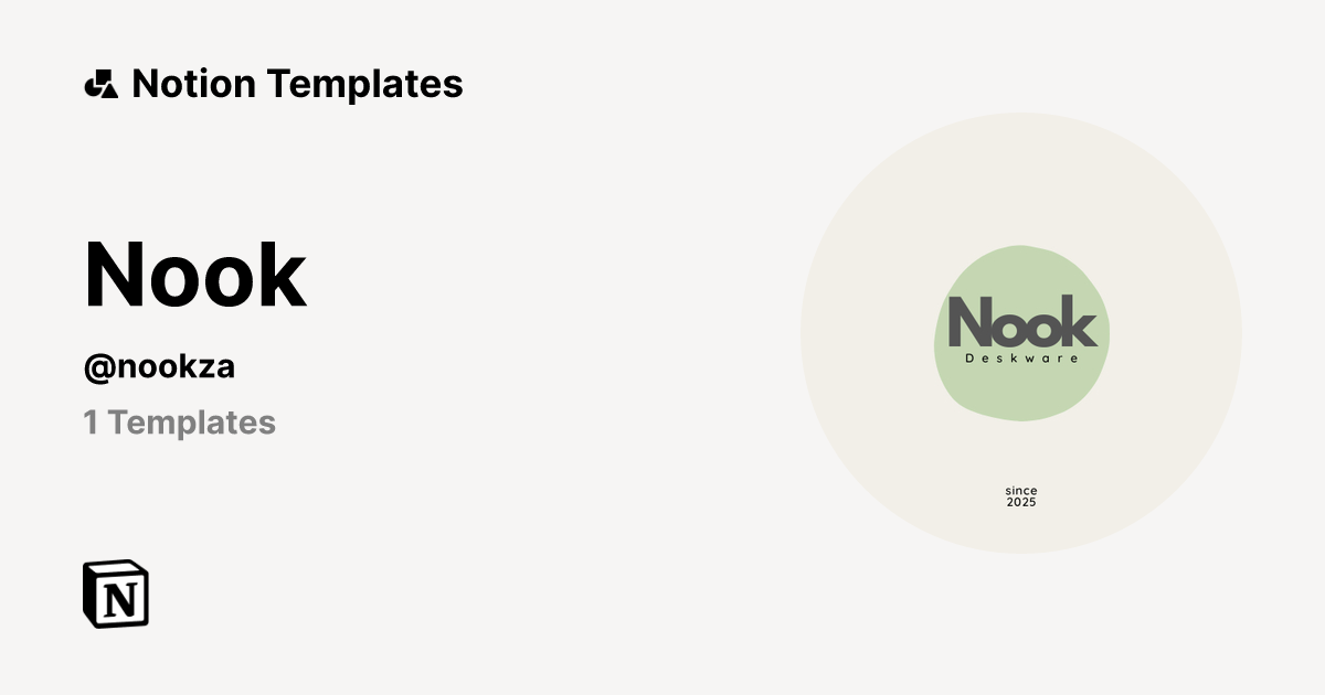 Nook | Template Creator | Notion Marketplace