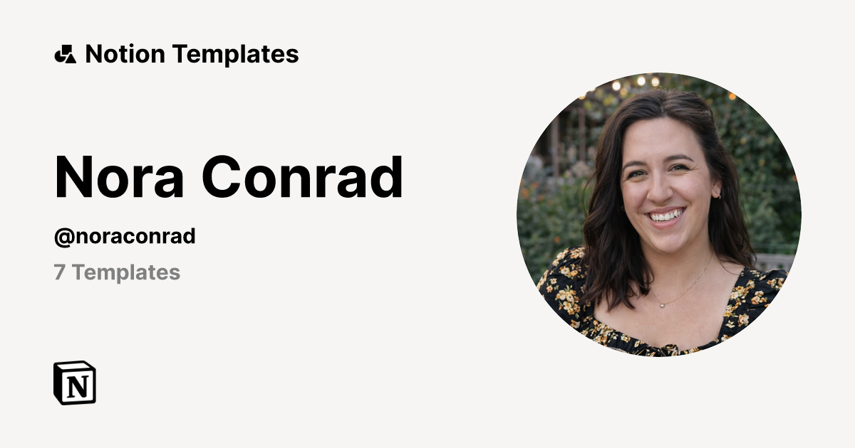 Nora Conrad | Template Creator | Notion Marketplace