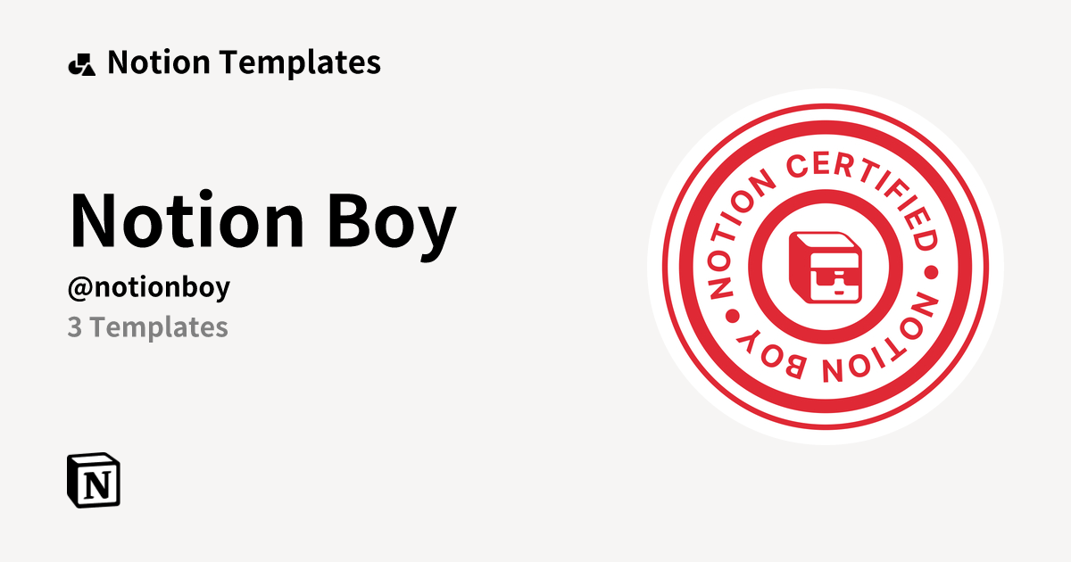 Notion Boy | Template Creator | Notion Marketplace