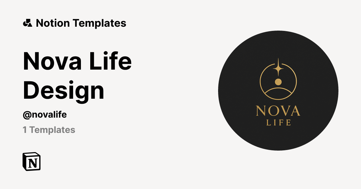 Nova Life Design | Template Creator | Notion Marketplace