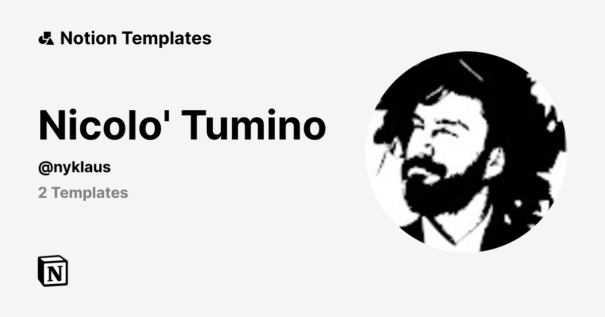 Nicolo' Tumino | Template Creator | Notion Marketplace