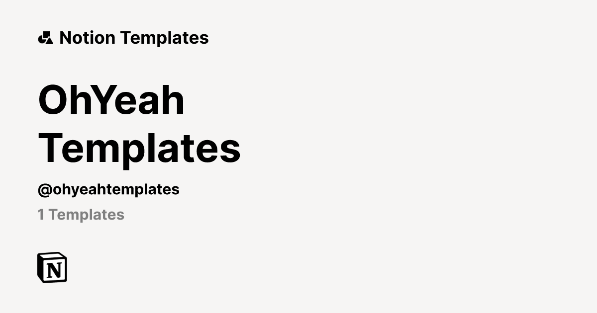 OhYeah Templates | Template Creator | Notion Marketplace