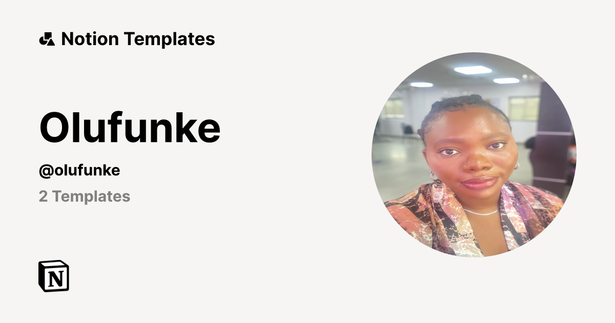 Olufunke | Template Creator | Notion Marketplace