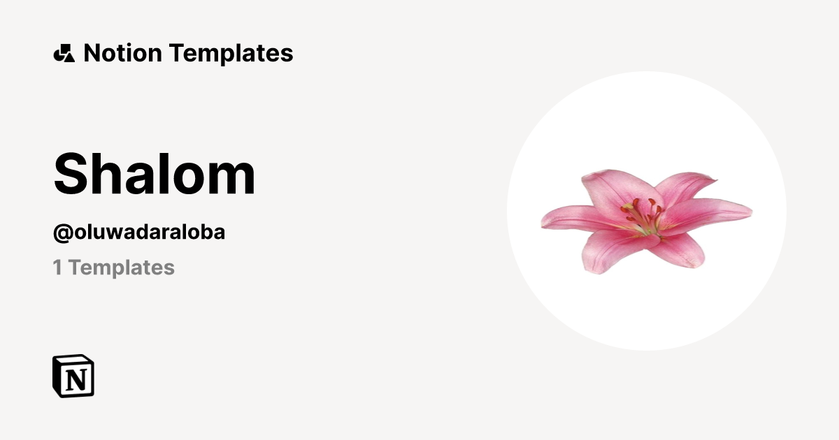 Shalom | Template Creator | Notion Marketplace