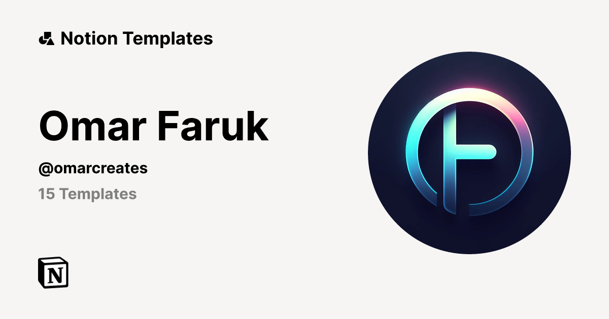 Omar Faruk | Template Creator | Notion Marketplace