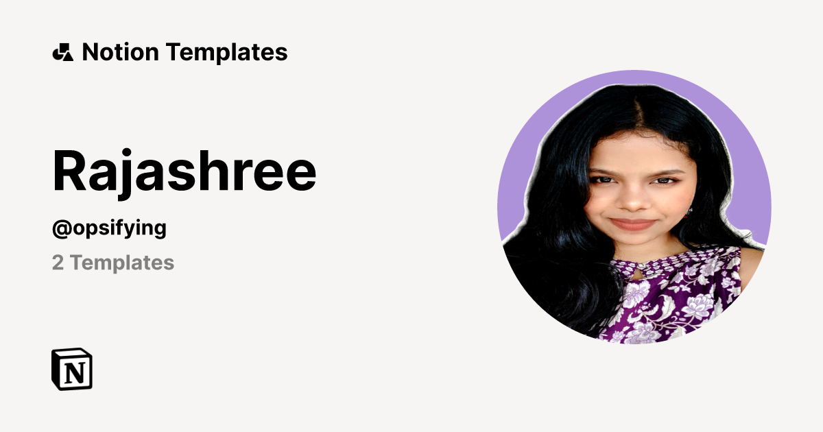 Rajashree | Template Creator | Notion Marketplace