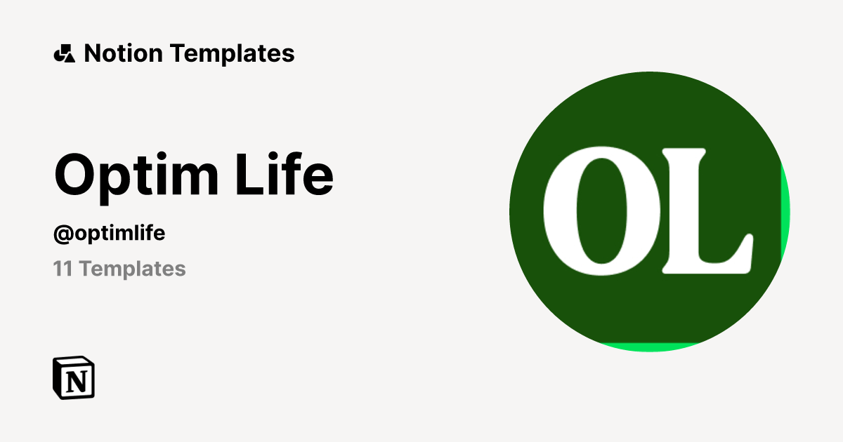 Optim Life | Template Creator | Notion Marketplace