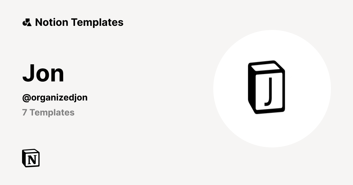 Jon | Template Creator | Notion Marketplace