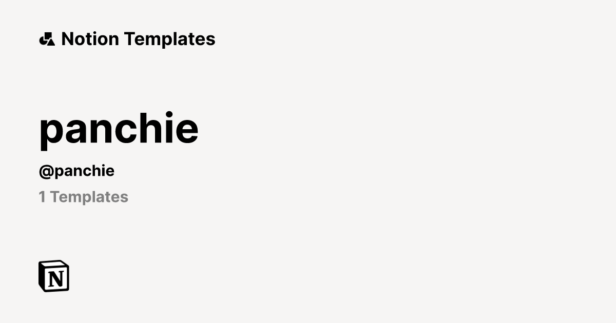 panchie | Template Creator | Notion Marketplace